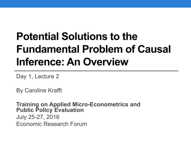 Potential Solutions to the Fundamental Problem of Causal Inference: An ...