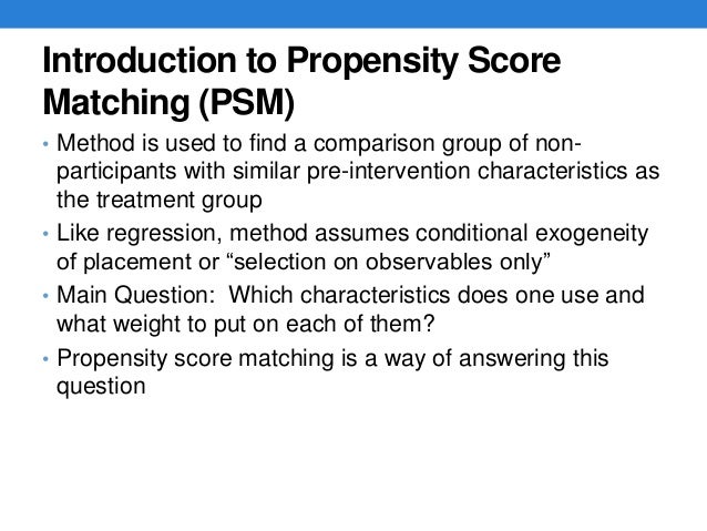 Propensity Score Matching Methods 
