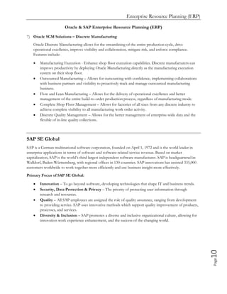 Enterprise Resource Planning (ERP), Oracle and SAP ERP Solutions | PDF