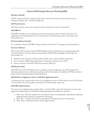 Enterprise Resource Planning (ERP), Oracle and SAP ERP Solutions | PDF