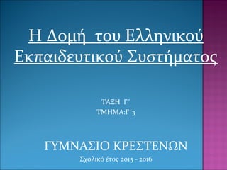 Η Δομή του Ελληνικού Εκπαιδευτικού Συστήματος | PPT