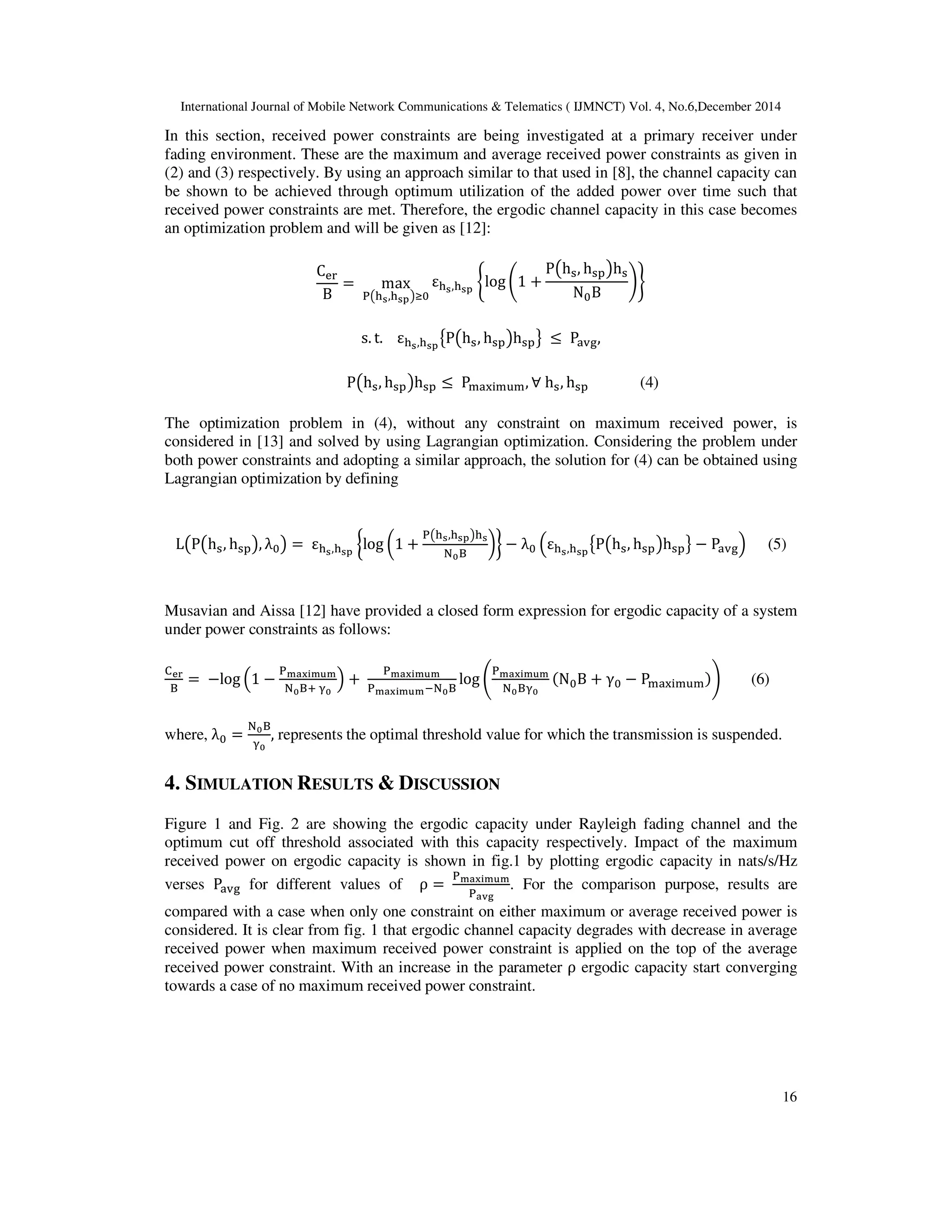 Ergodic Capacity Analysis For Underlay Cognitive Radio System Pdf
