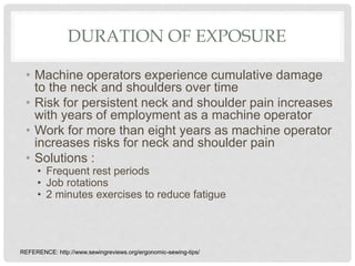 ERGONOMICS IN THE SEWING ROOM | PPTX