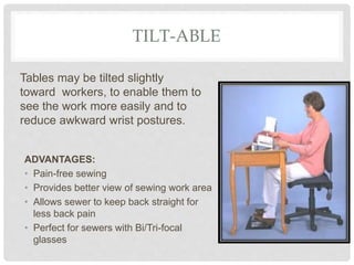 ERGONOMICS IN THE SEWING ROOM | PPTX