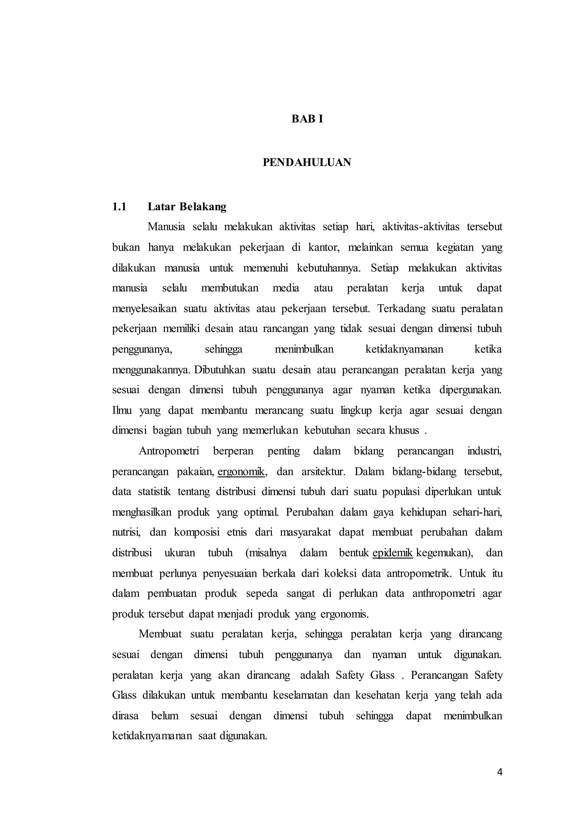 ANALISA PERANCANGAN KERJA DAN ERGONOMI Safety Glasses Ergo kacamata | DOCX