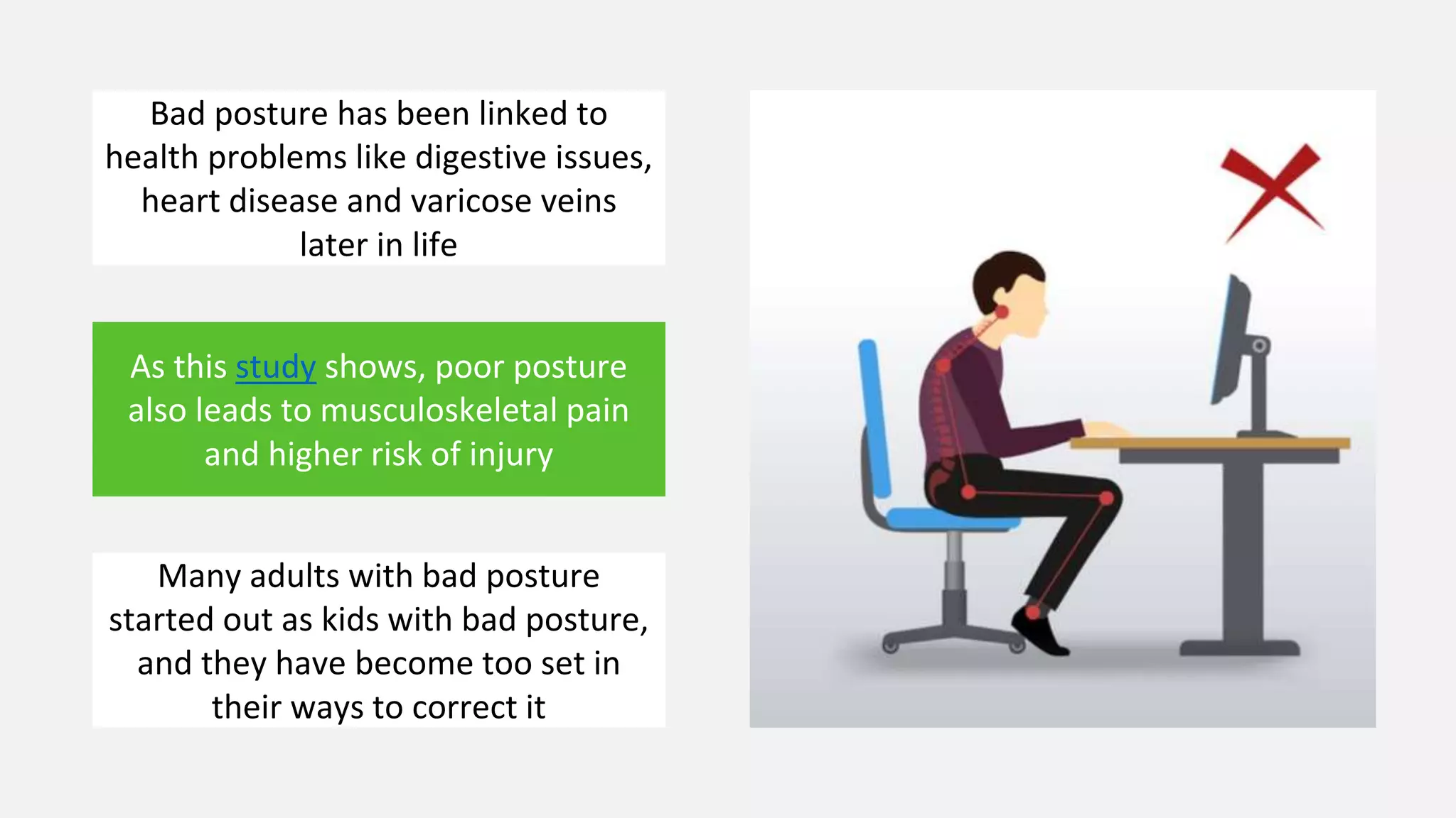 Ergonomic and Correct Sitting Posture for Children Some Guidelines | PPTX