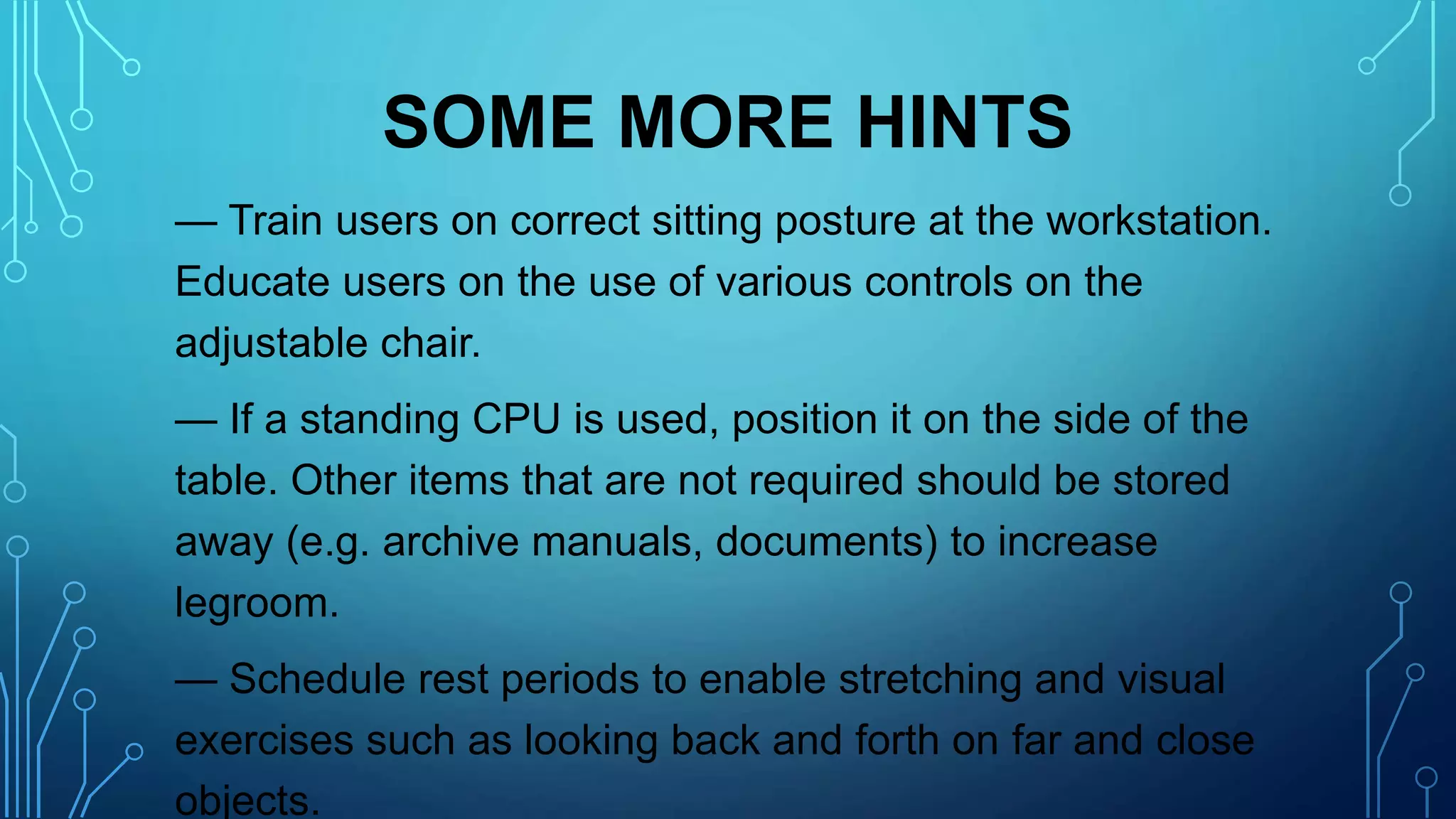 Ergonomic approaches to workstation design of computer workers | PPT