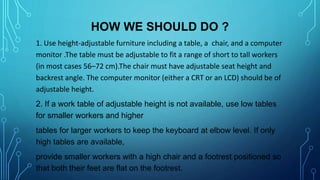 Ergonomic approaches to workstation design of computer workers | PPT