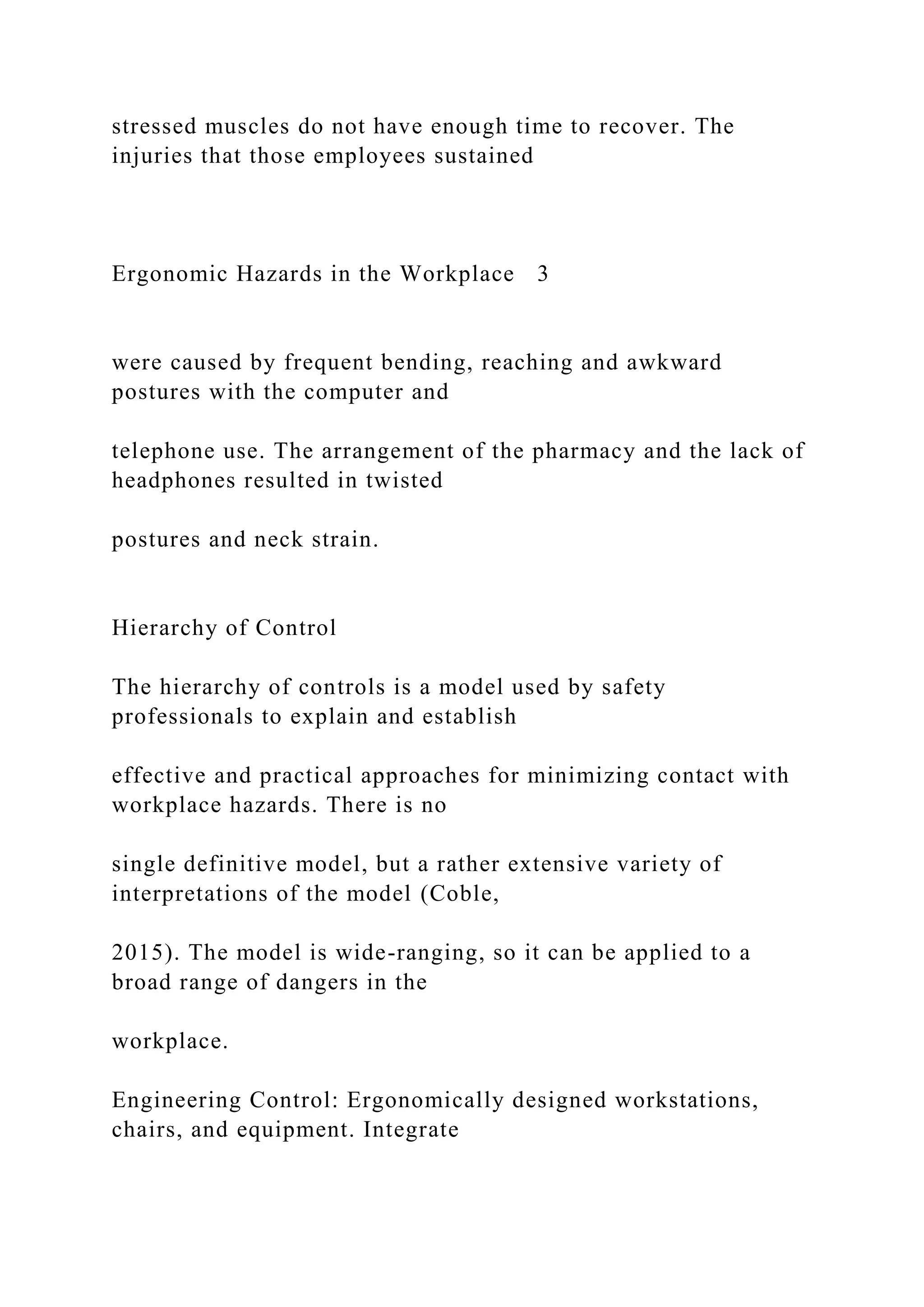 Ergonomic Hazards in the Workplace 1 .docx