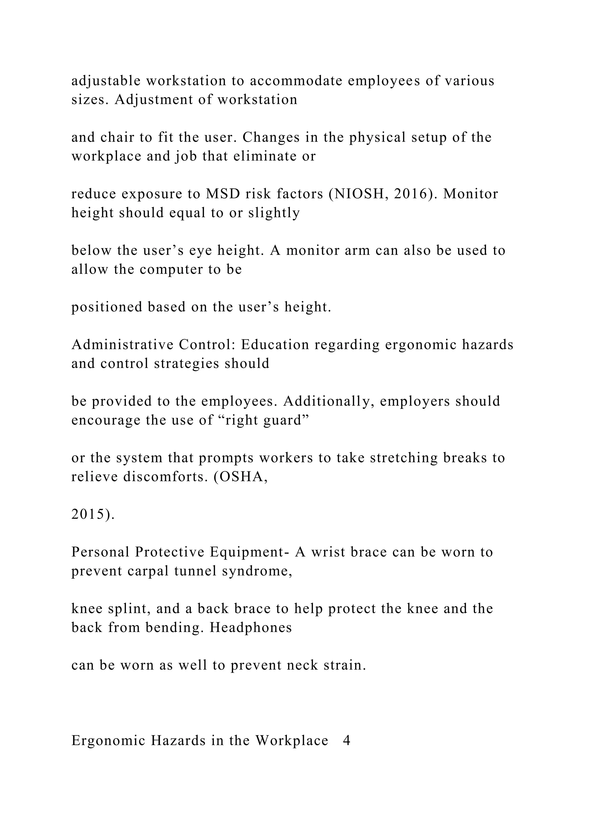 Ergonomic Hazards in the Workplace 1 .docx