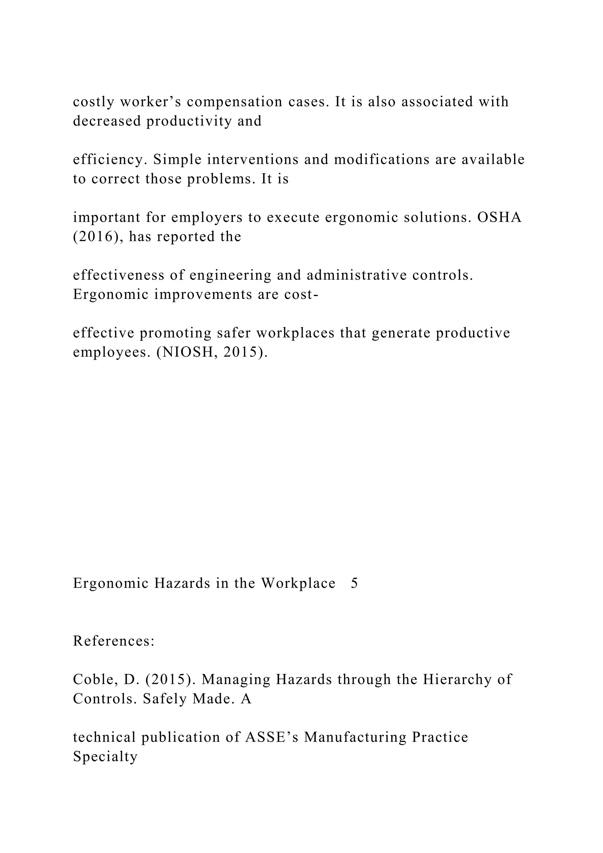Ergonomic Hazards in the Workplace 1 .docx