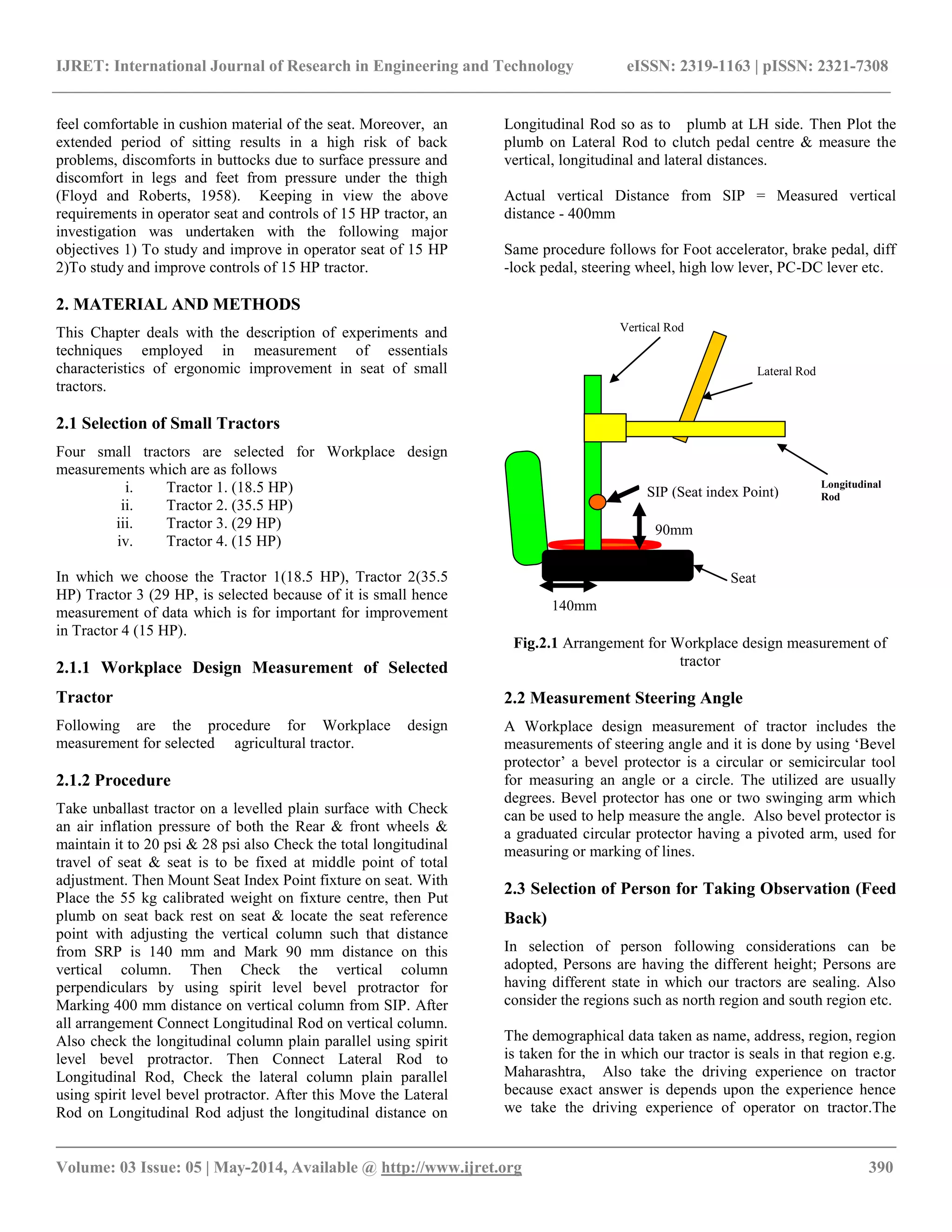 Ergonomic improvement in operator seat and controls of small tractor | PDF