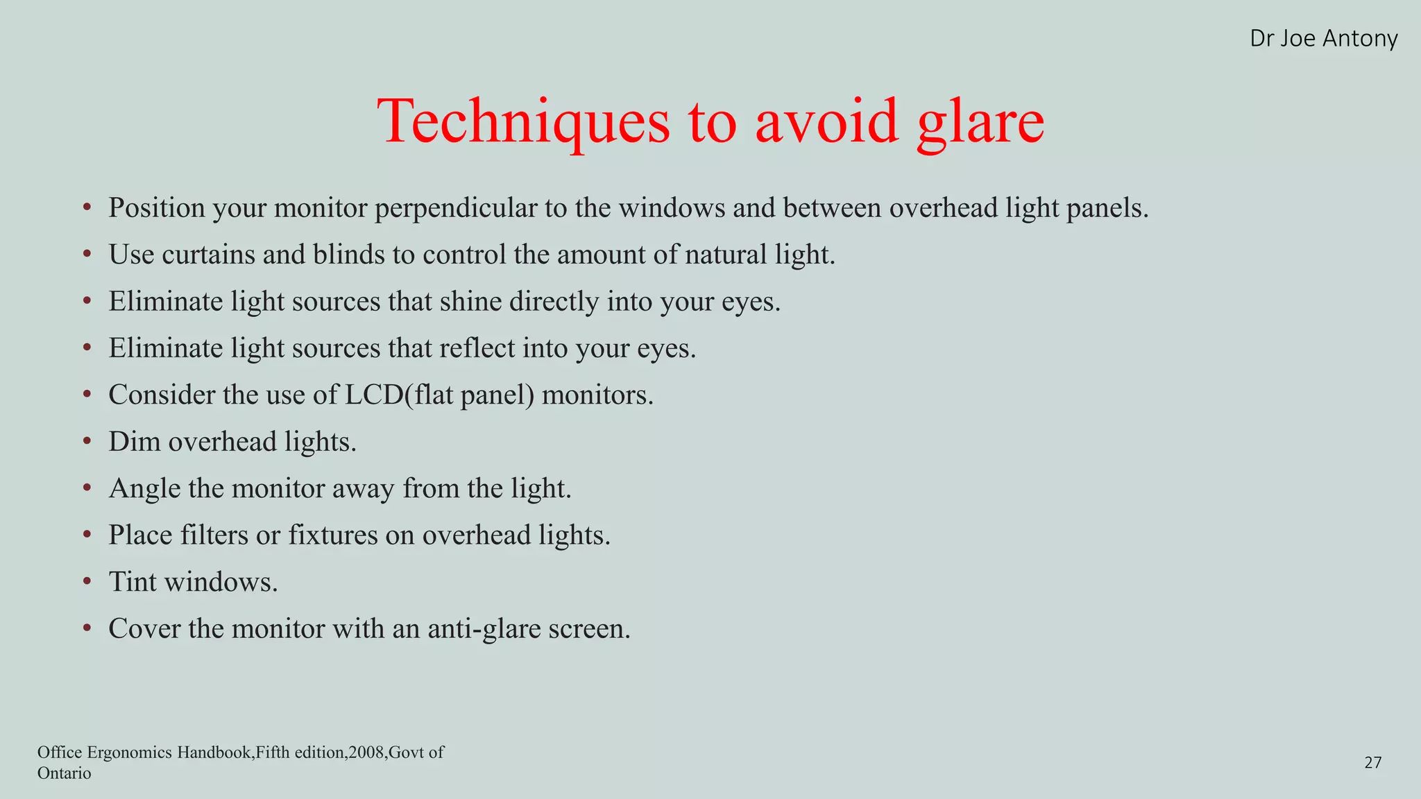 Ergonomic modification for a person with a desk job | PPTX | Foot ...