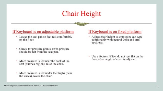 Ergonomic modification for a person with a desk job | PPTX | Foot ...