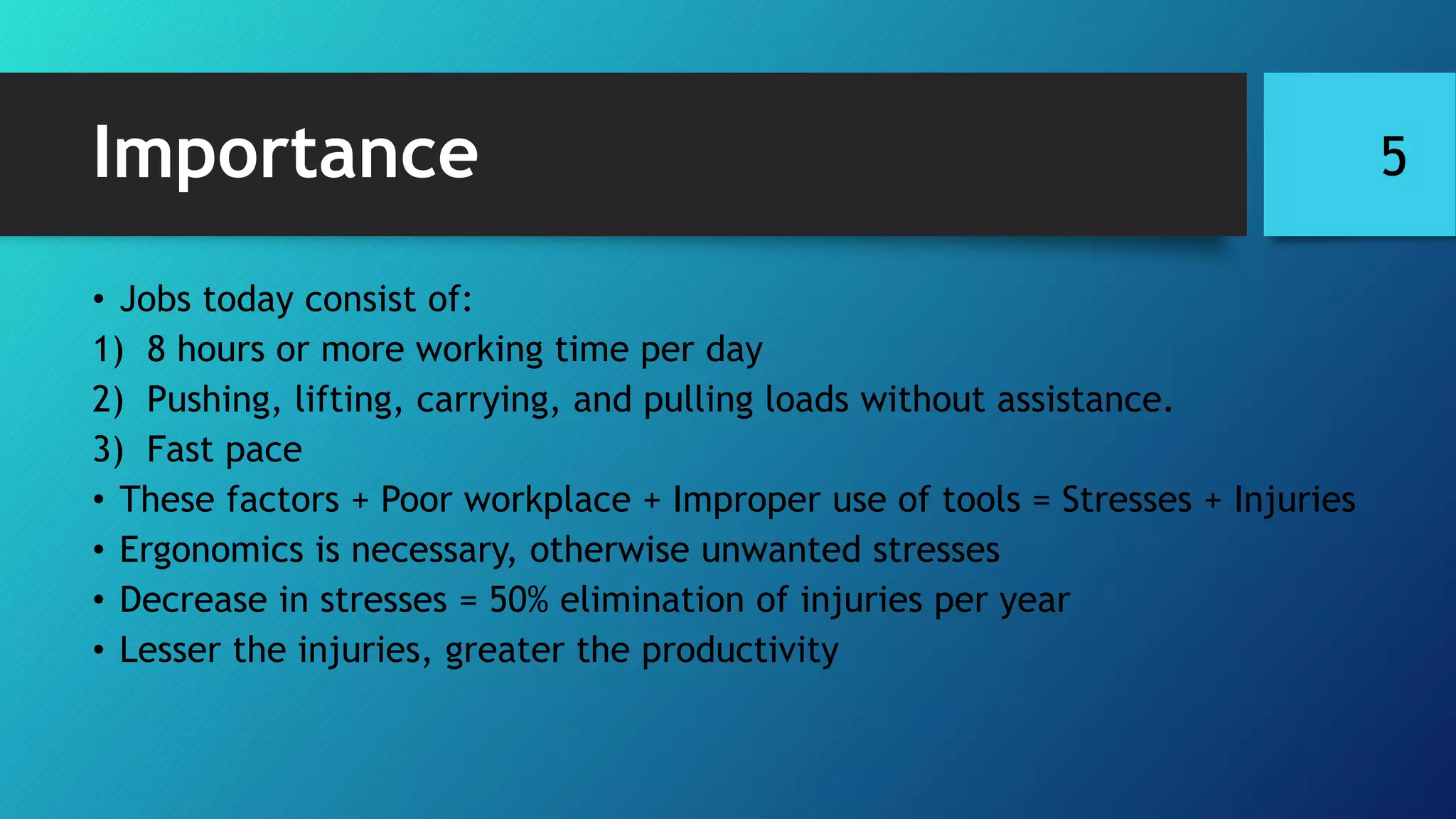 Ergonomics (A safer and healthier environment practise for workers) | PPTX