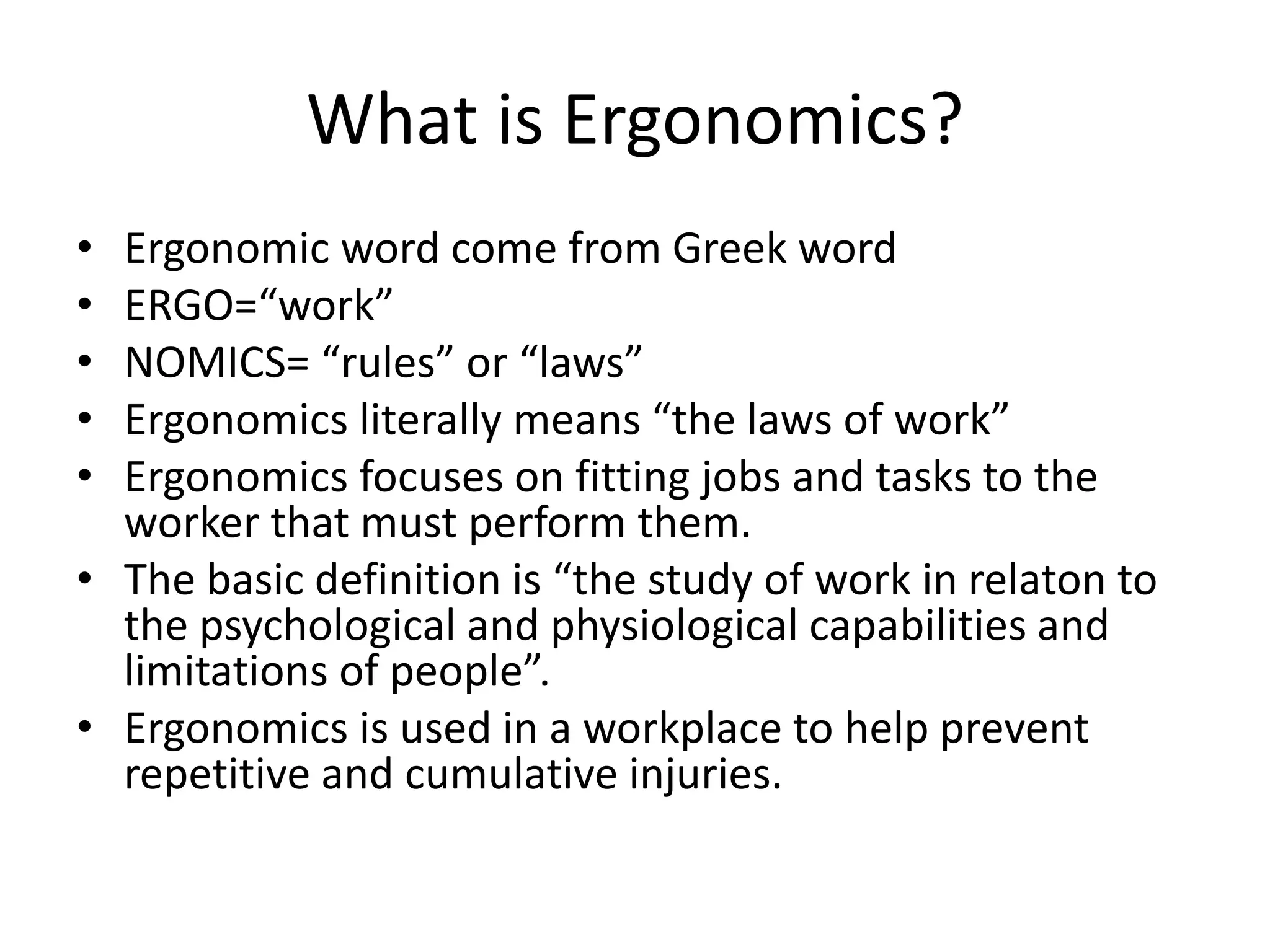 Ergonomics and equipment Design | PPTX