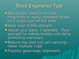 Ergonomics injury prevention | PPT