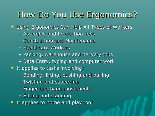Ergonomics injury prevention | PPT | Physical Therapy | Wellness