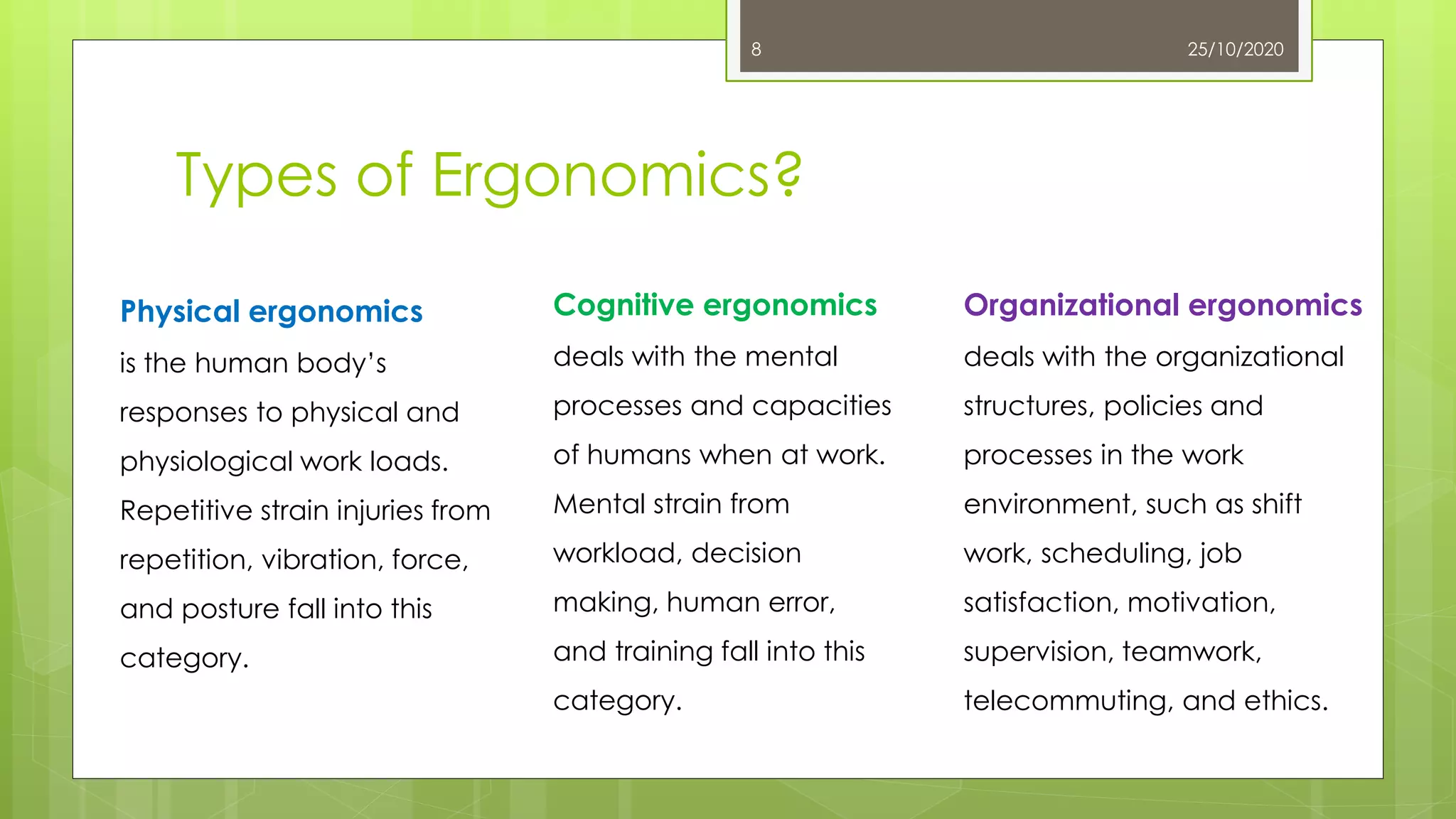 Ergonomics - occupational health and safety | PDF