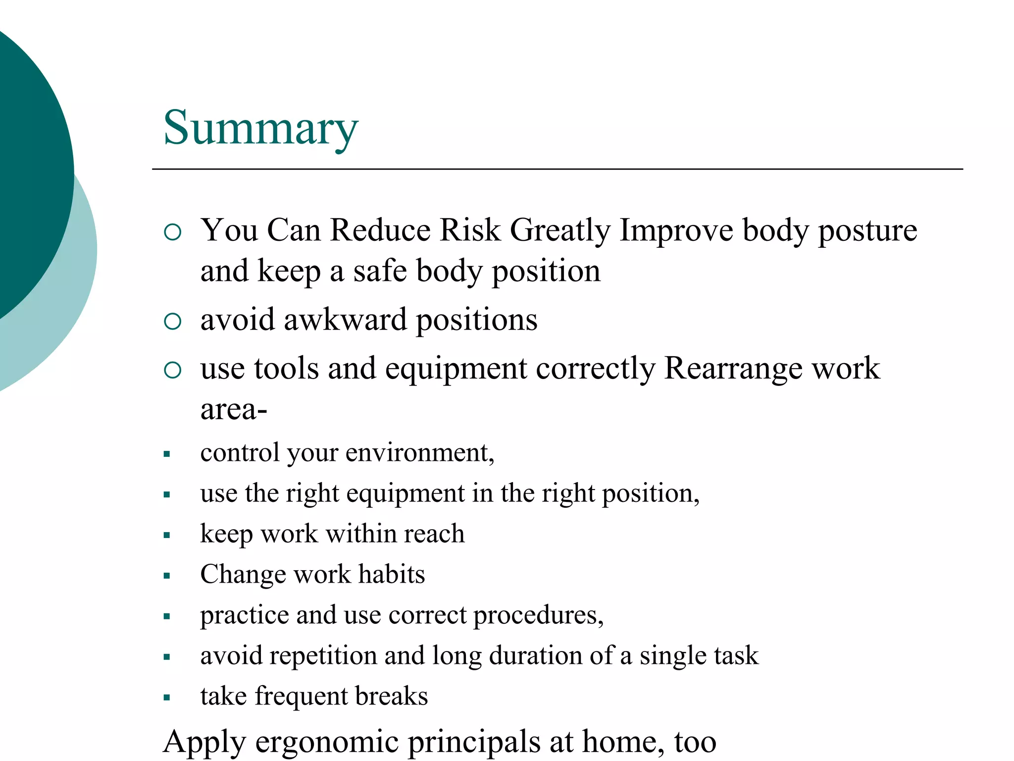 Ergonomics at workplace | PPTX
