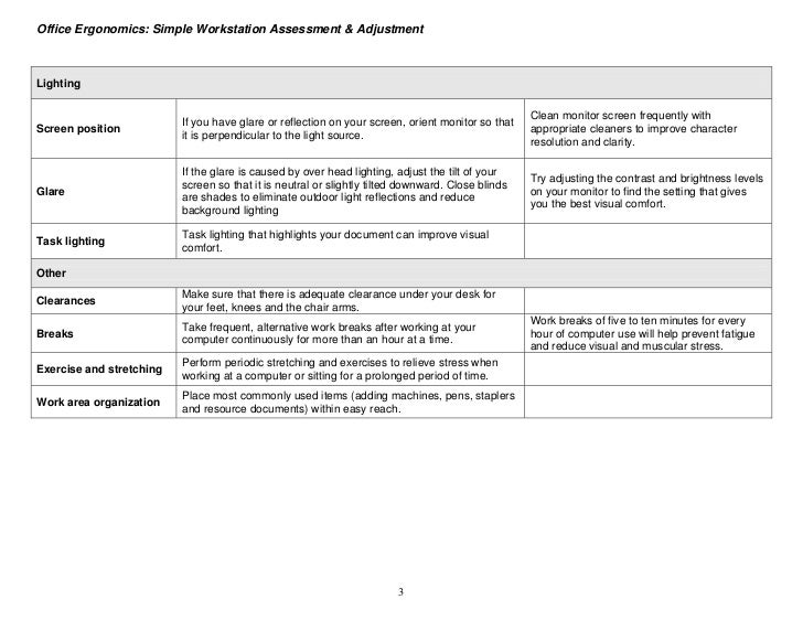 Office Ergonomics Workstation Setup Diagrams