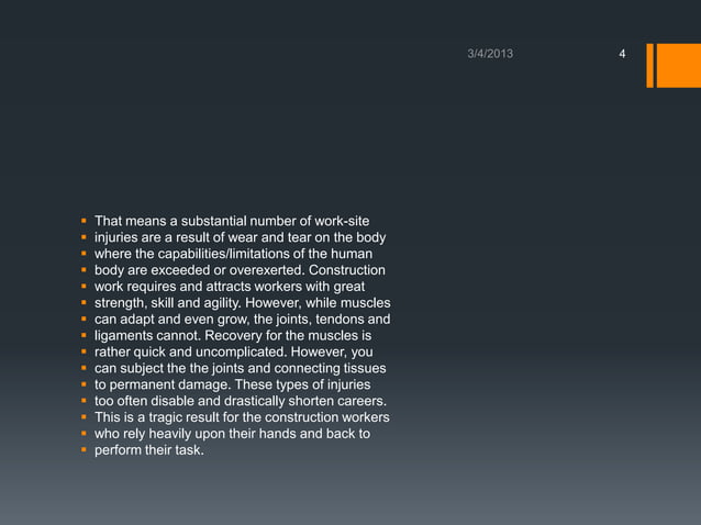 Ergonomics in construction | PPTX