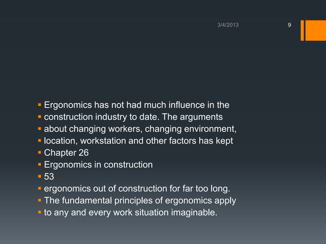 Ergonomics in construction | PPTX