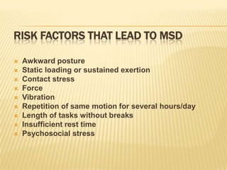 Ergonomics in msd | PPTX