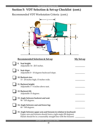 Workstation Ergonomics Diagrams And Checklist