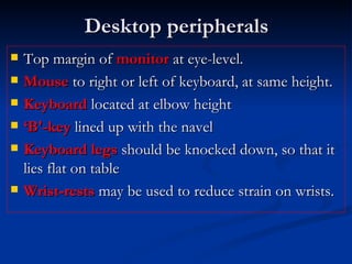 Ergonomics Of Computer Usage | PPT | Computer Peripherals | Computing