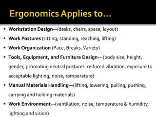 Ergonomics principles in rehabilitation | PPTX