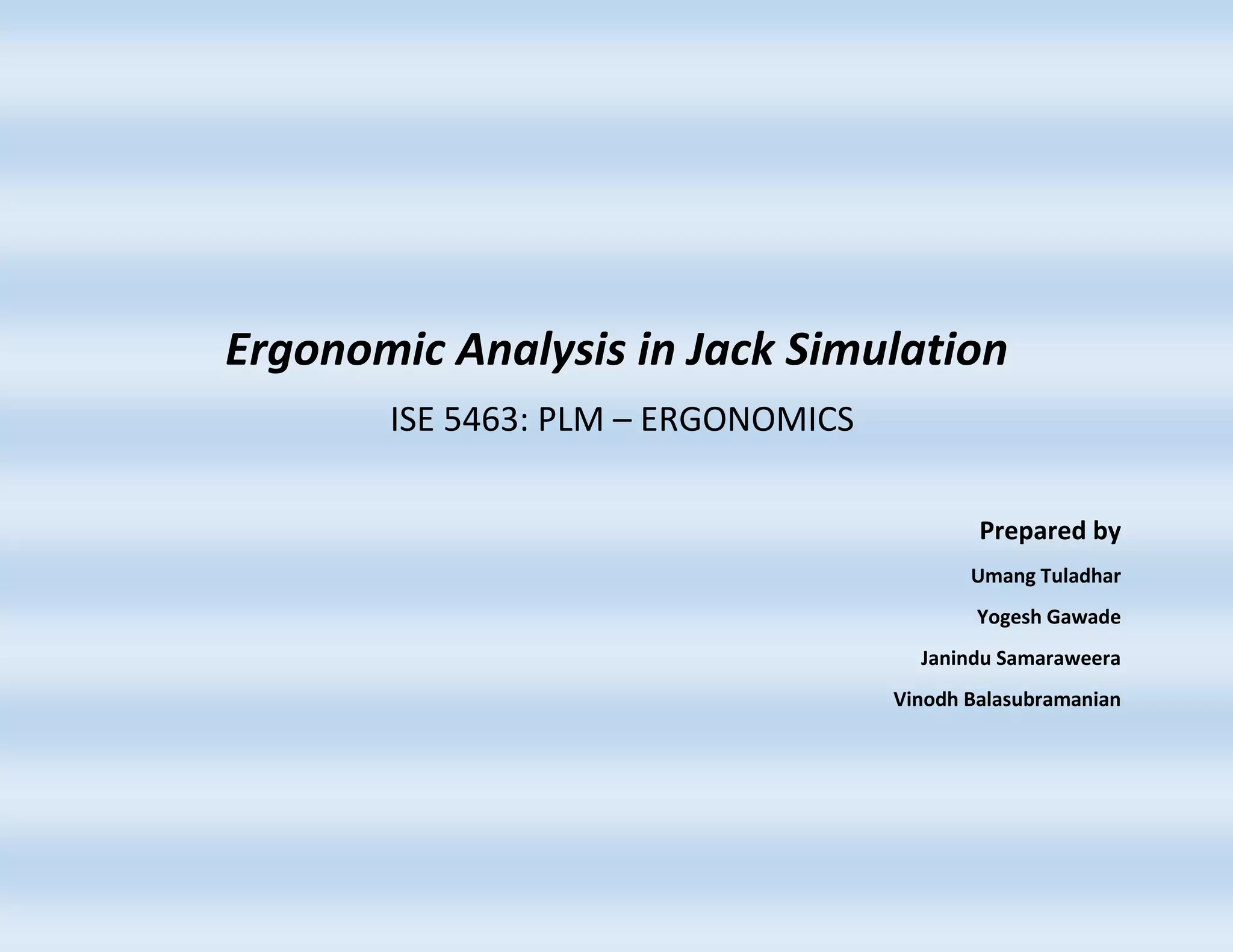 Ergonomics project in jack simulation | PDF