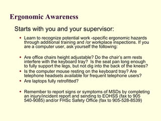 Ergonomics Training lifting advices for good low back posture | PPT