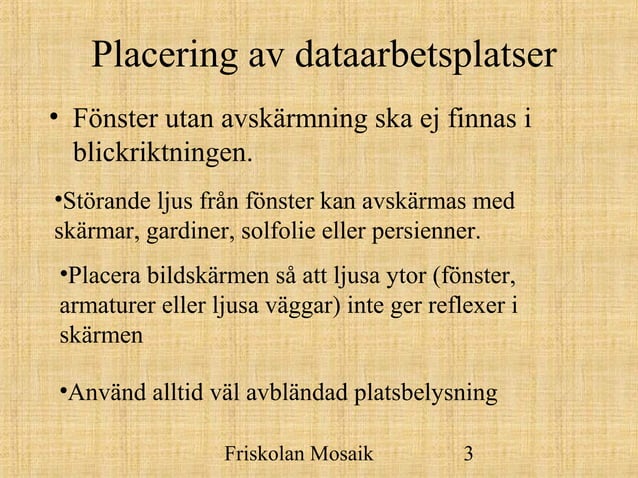 Ergonomi och datorarbetsplatser | PPT | Computer Peripherals | Computing