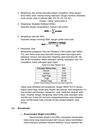 fisiologi psikologi dan biomekanika pekerja | DOCX