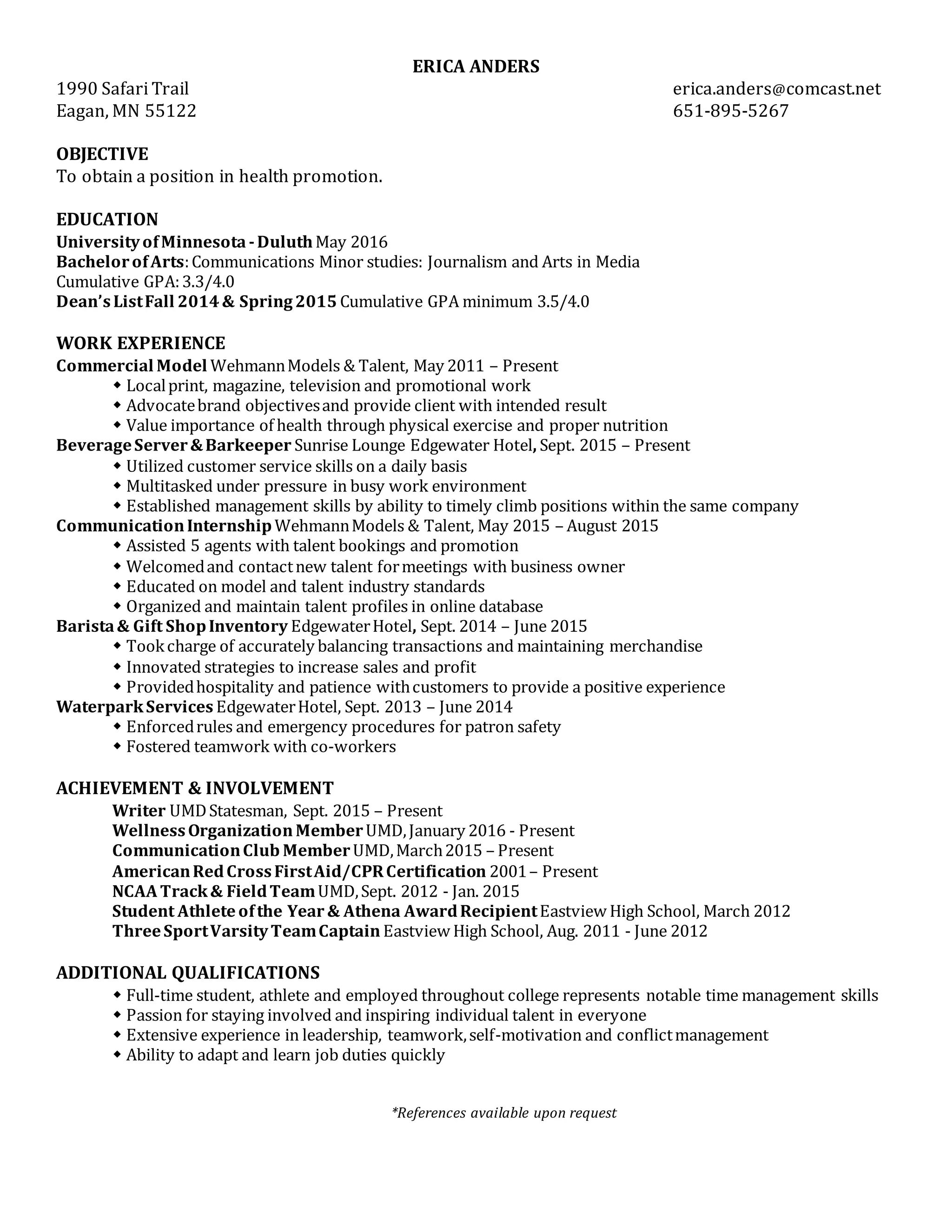Erica anders resume* | DOCX