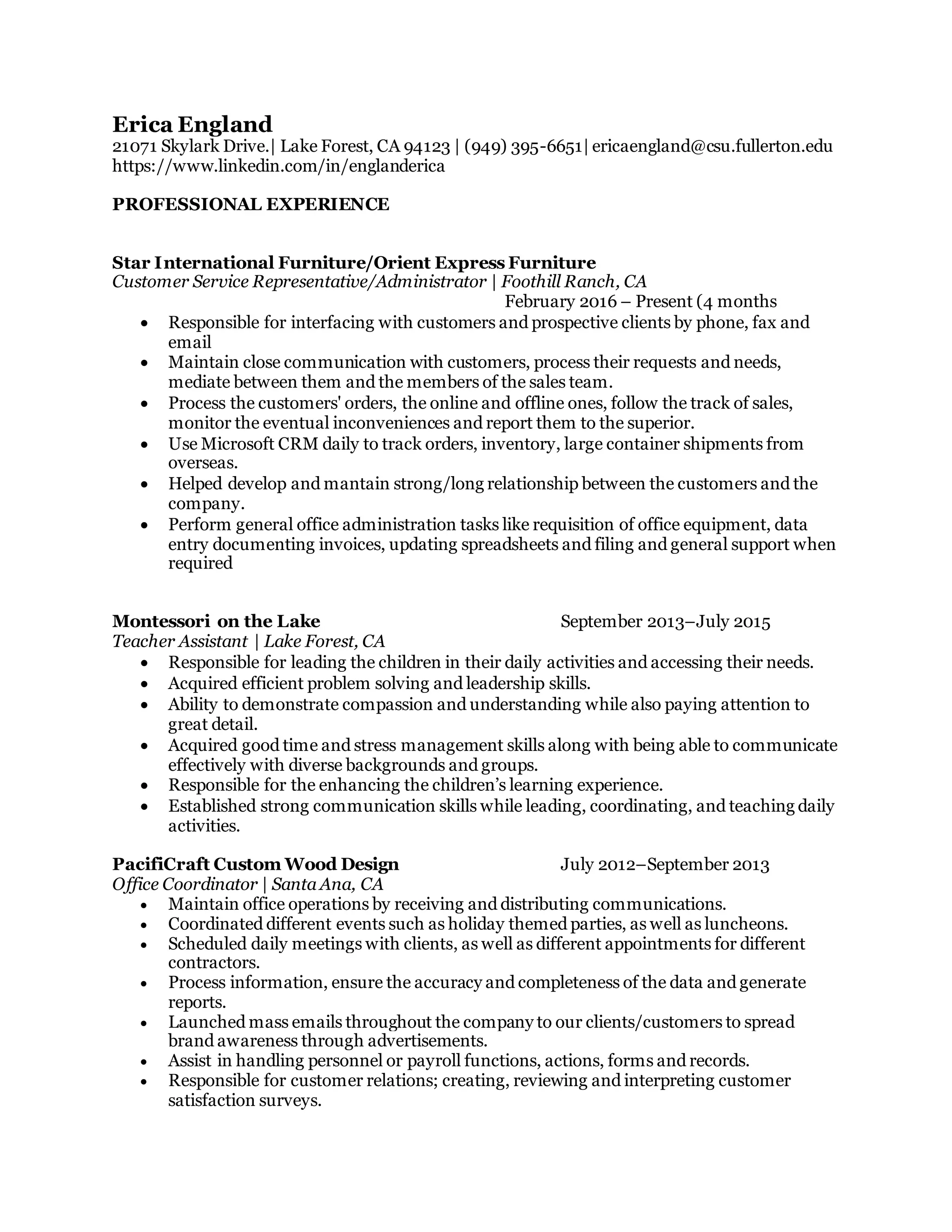 Erica England Resume (1) | DOCX | Legal Services Industry | Industries
