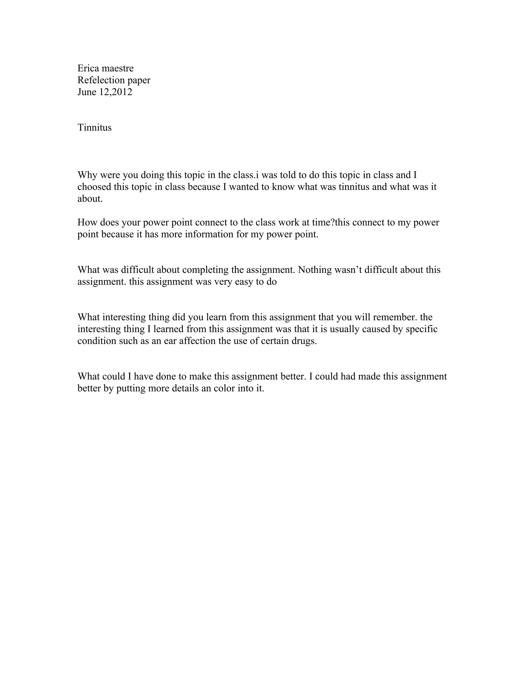 Erica maestre reflection paper tinntuis 2 | PDF