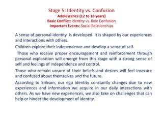 Psycho- social theory of Eric Erikson | PPTX