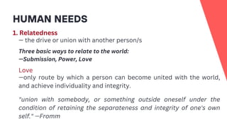 ERICH Fromm theory personality discusses the different needs of human ...