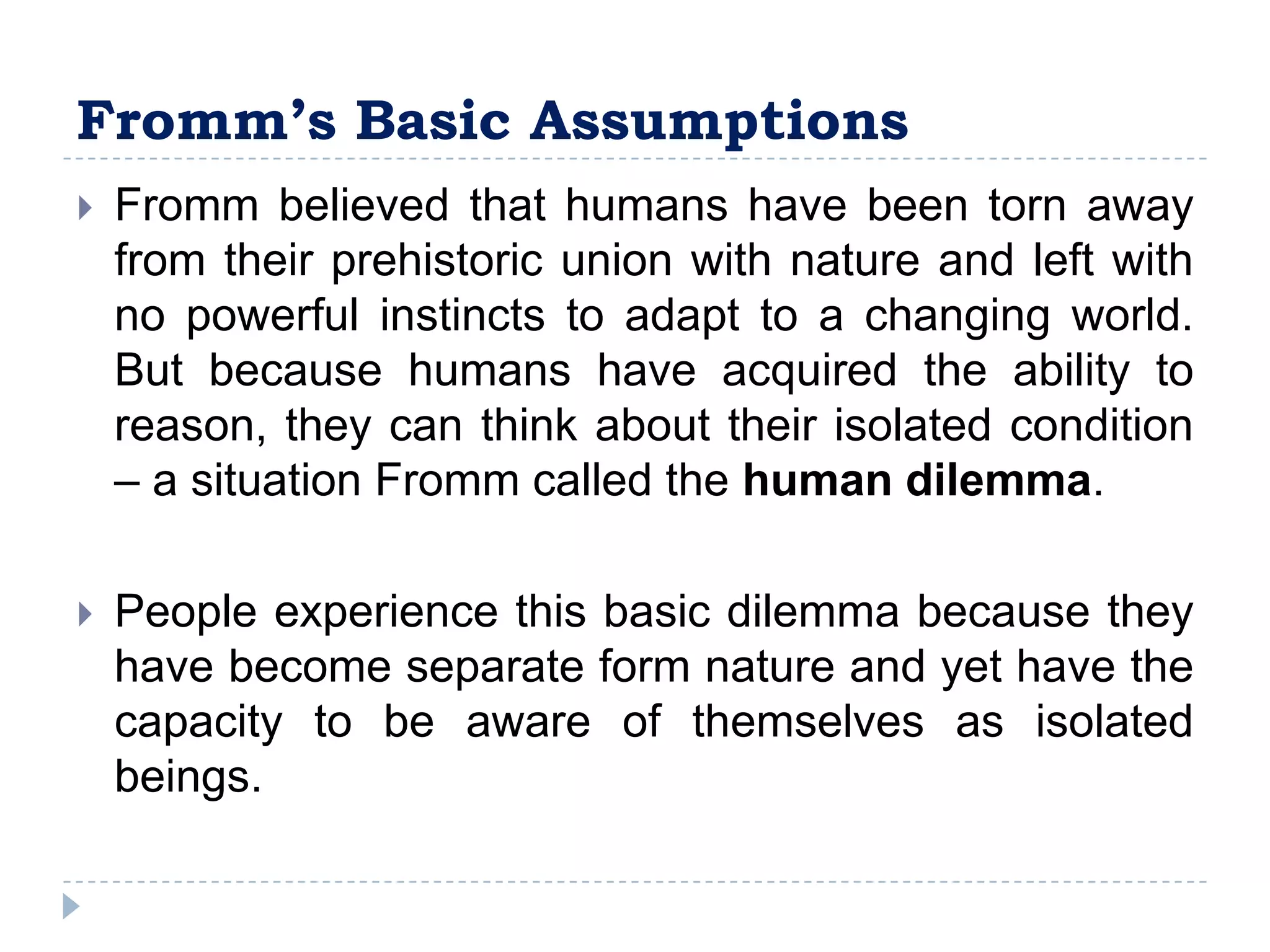 Erich fromm humanistic psychoanalysis | PPTX