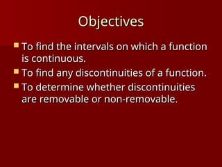 Continuity ppt- masteral (functions and relations) | PPT