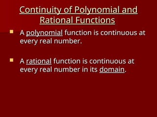 Continuity ppt- masteral (functions and relations) | PPT