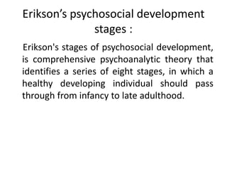 Erickson development stages | PPTX