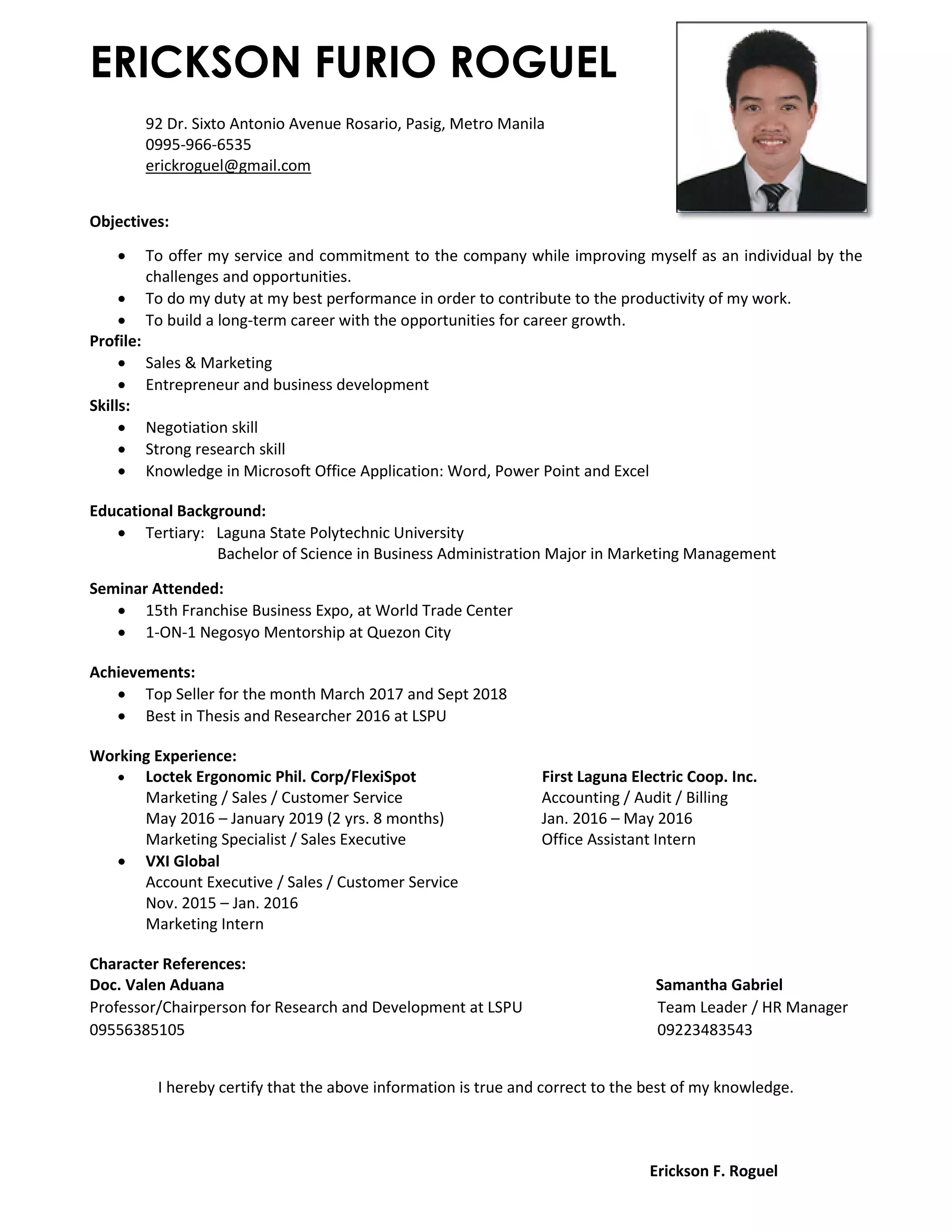 Erickson resume 2019 | PDF