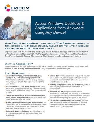 Ericom AccessNow™ datasheet | PDF | Computing | Technology & Computing