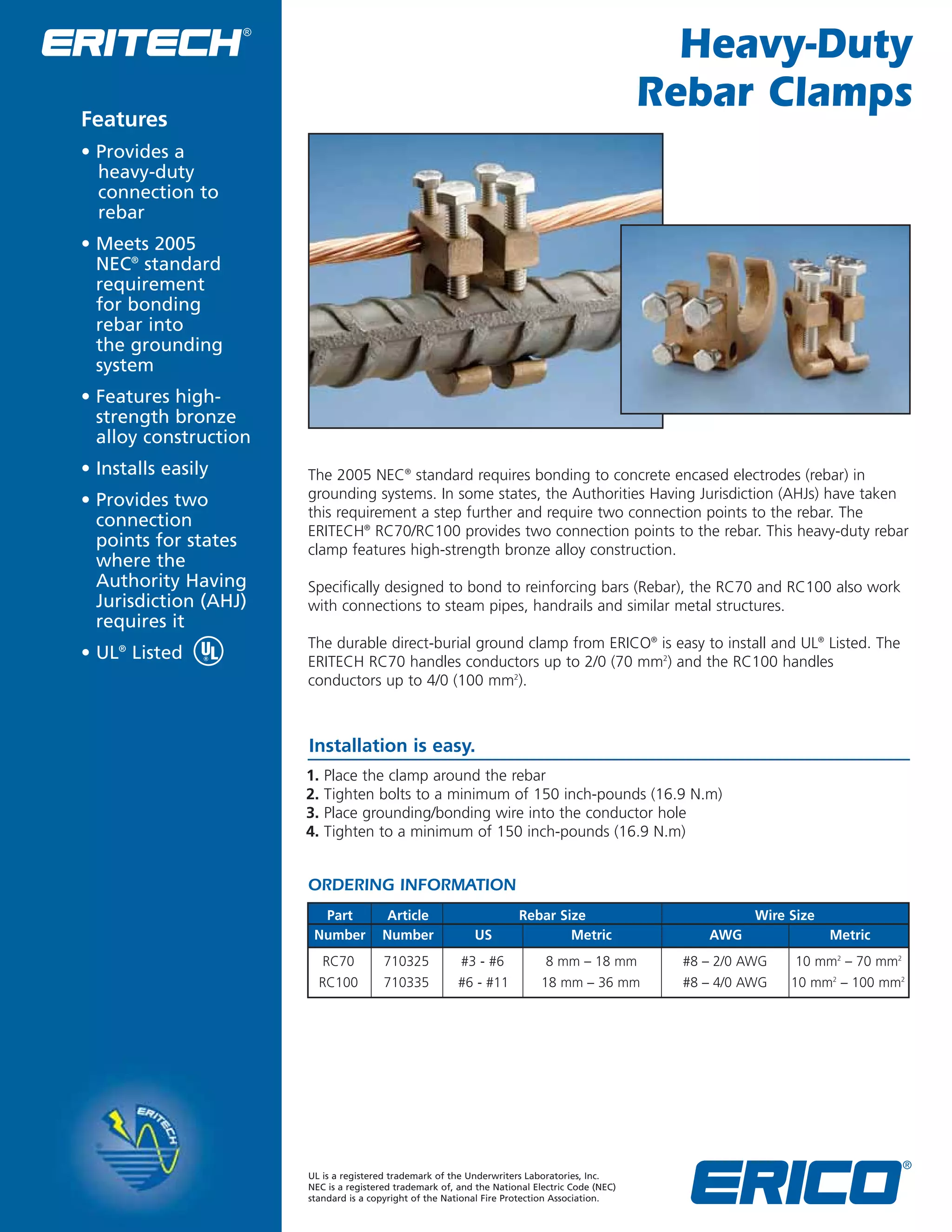 Erico Rebar Clamps | PDF