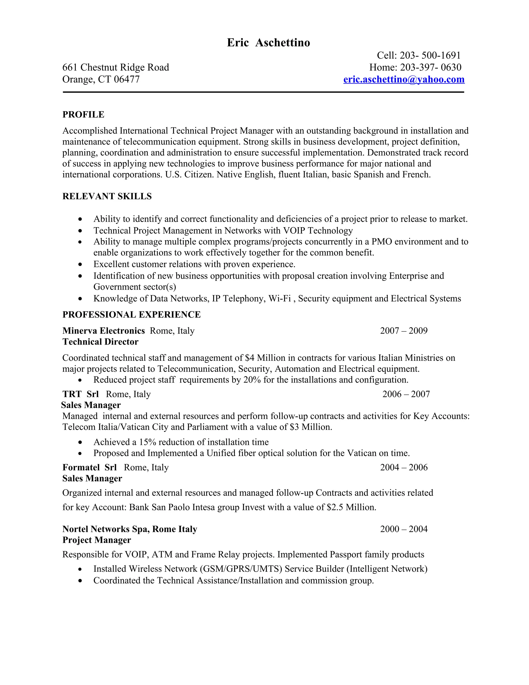 Eric Resume V1.1 C | PDF