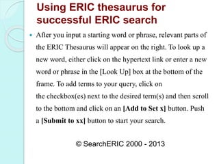 Eric, The scholarly search engine | PPT