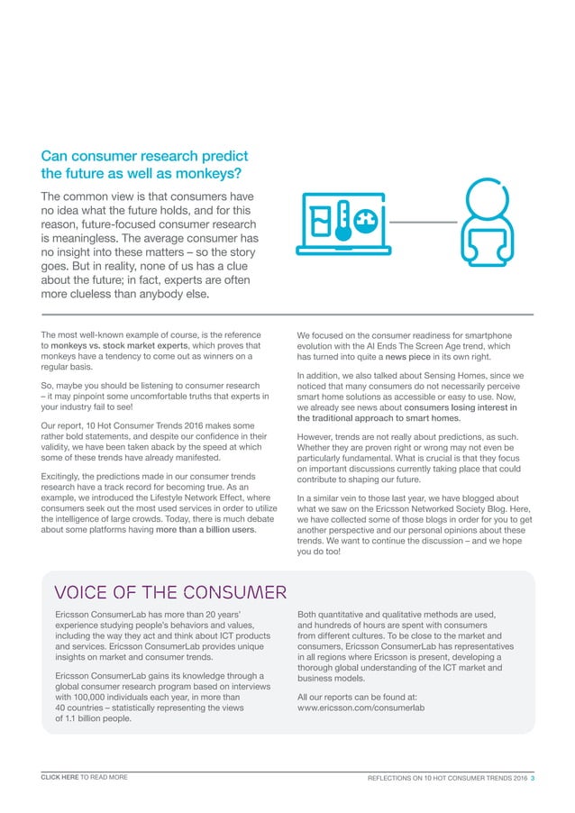 Reflections on 10 hot consumer trends 2016, Ericsson ConsumerLab | PDF